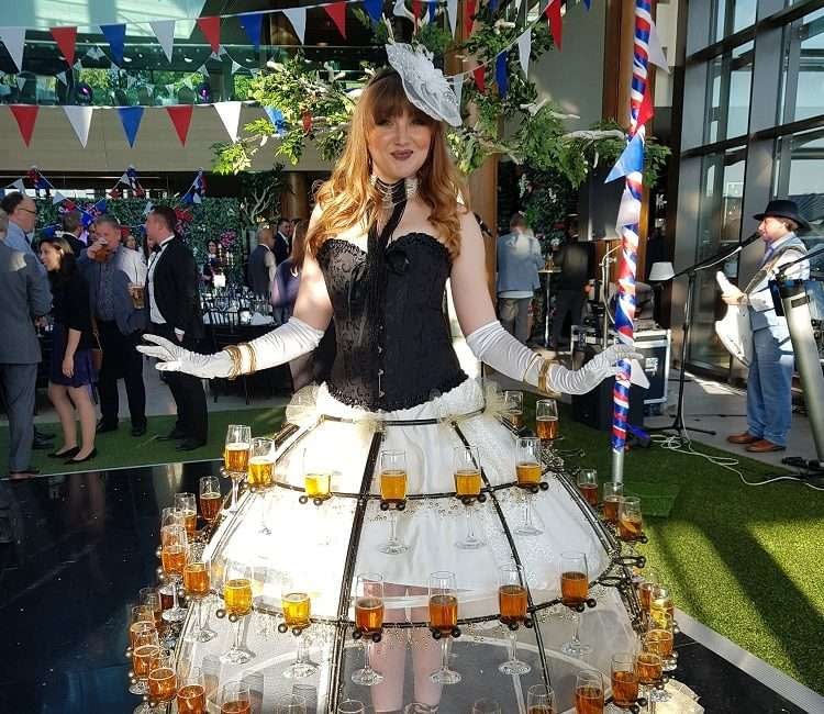 Black And White Strolling Champagne Table | Strolling Champagne Skirt