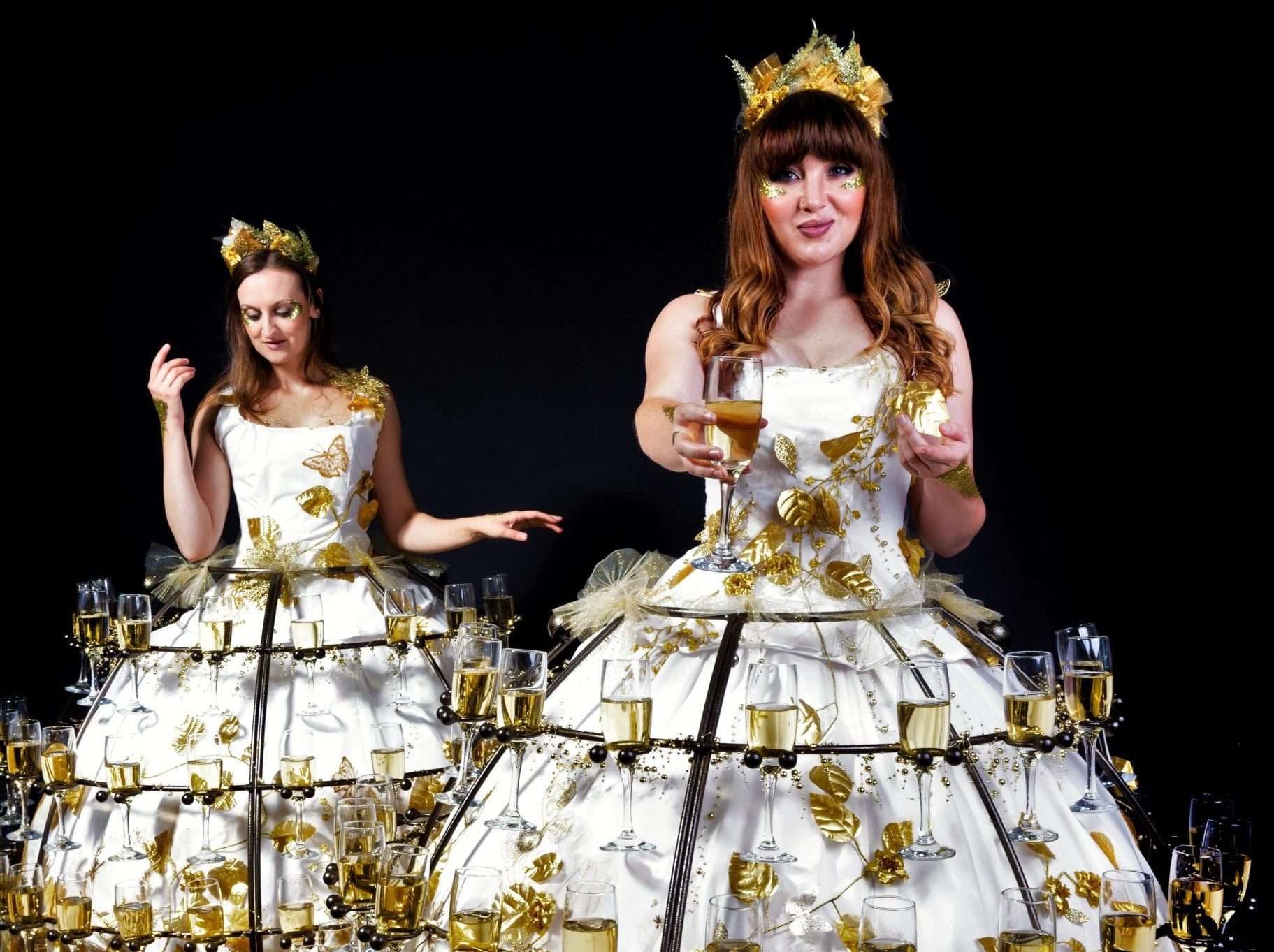 Gold Strolling Champagne Table | Walkabout Champagne Skirt