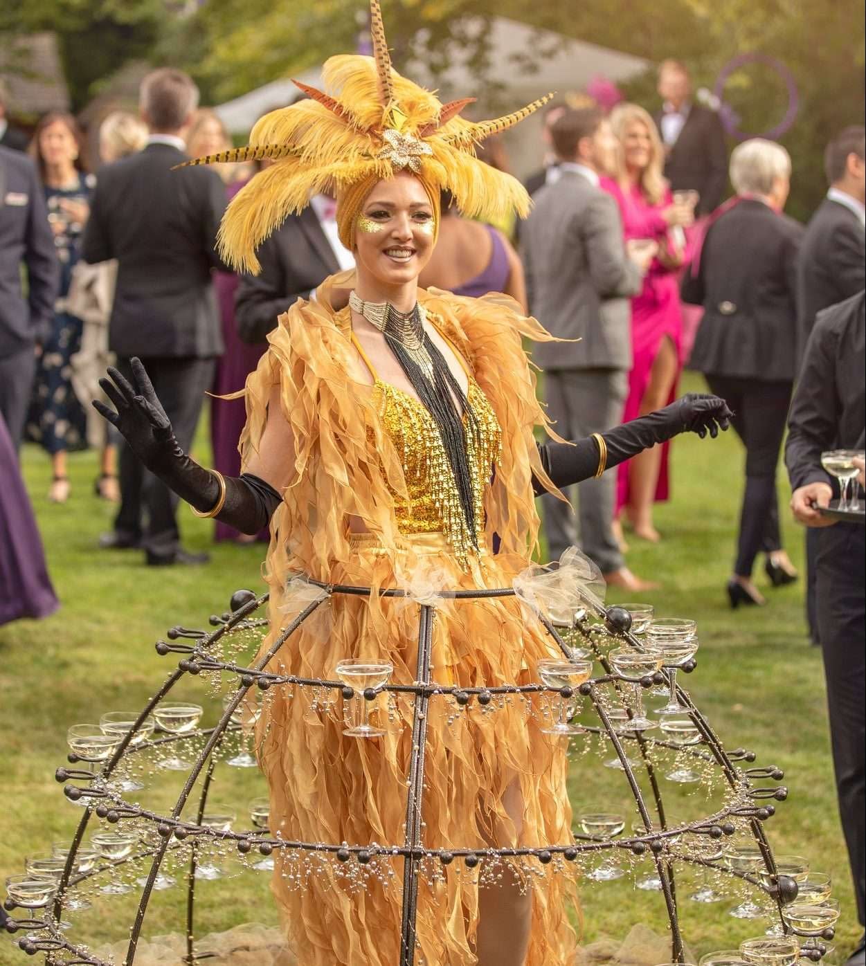Gold Strolling Champagne Table | Walkabout Champagne Skirt